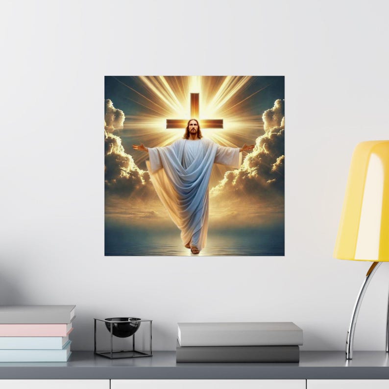 Jesus Rising Cross Poster | Matte Vertical Religious Wall Art - Etsy