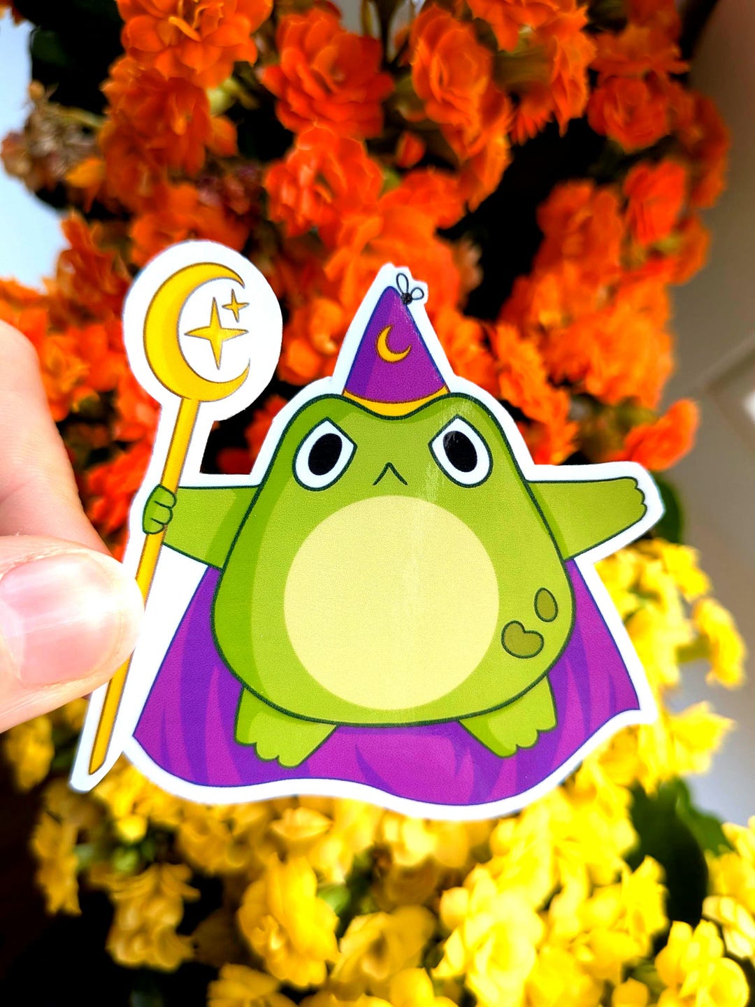 Vinyl Wizard Frog Sticker | Cute Kawaii Wizard Frog Decal for Laptop ...