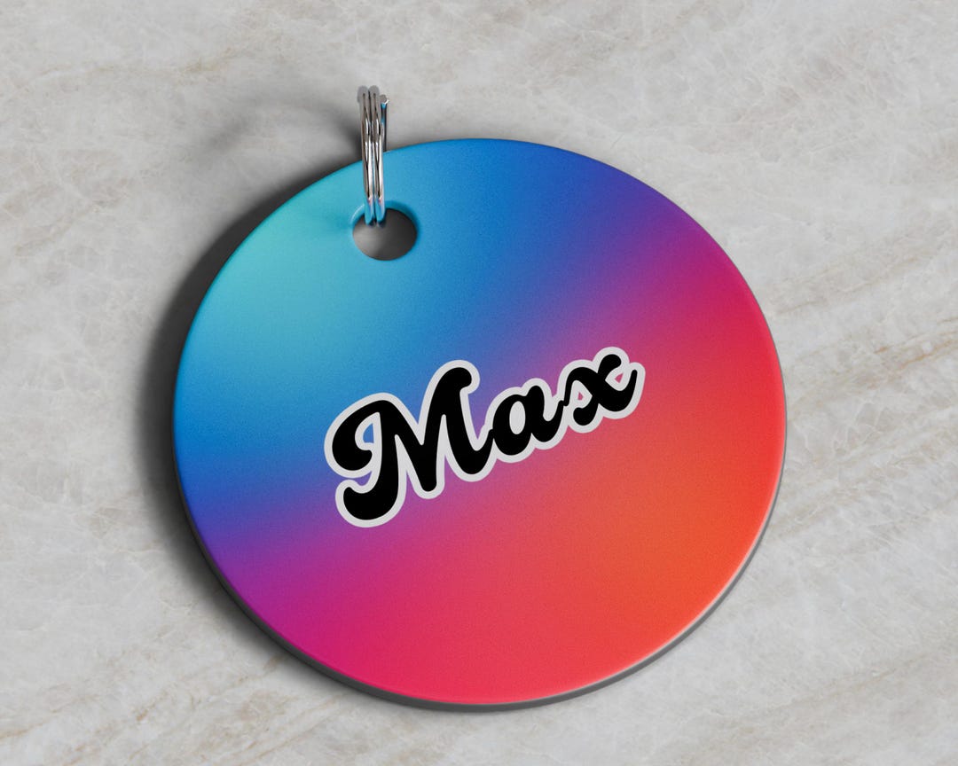 Blue and Red Custom Pet Name Tag, Metallic Personalized Dog ID Tag ...