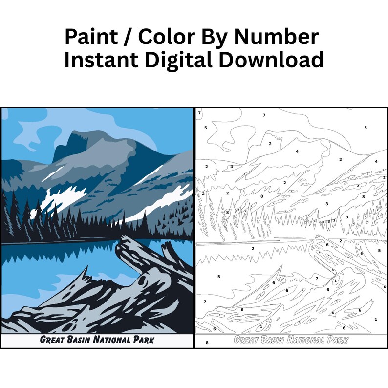 Basin National Park Paint-by-number, Nevada Landscape Art (digital ...