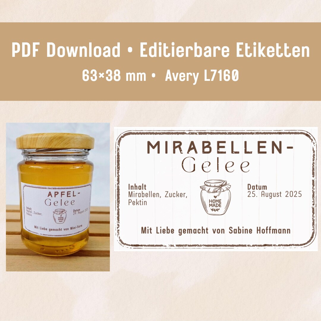 Editable Jelly Labels 63×38 Mm | Canva Template for Self-printing ...