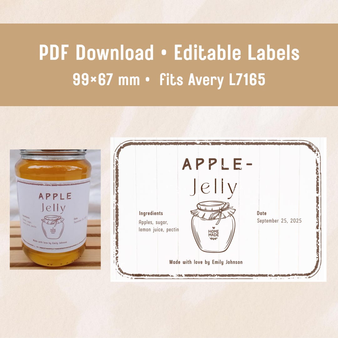 Editable Jelly Labels 99×67 Mm | Canva Template for DIY Printing | Fits ...