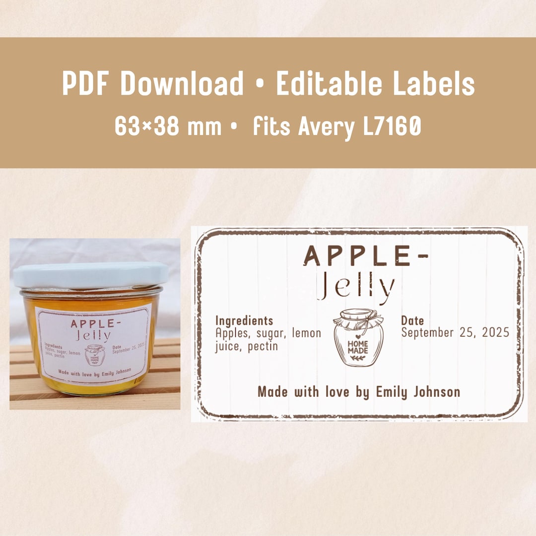 Editable Jelly Labels 63×38 Mm | Canva Template for DIY Printing | Fits ...
