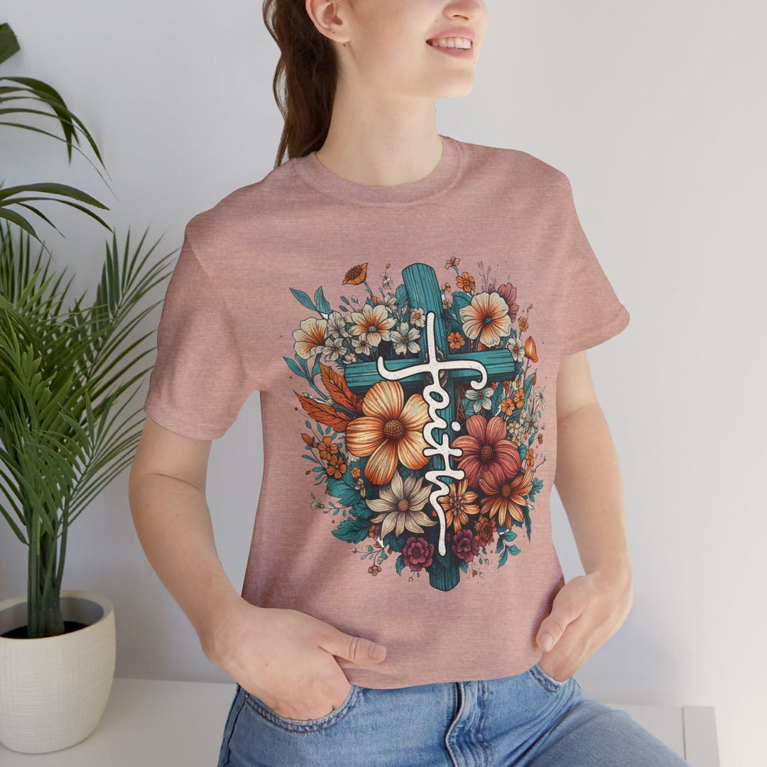 Floral Cross Graphic Tee: Inspirational Christian Shirt - Etsy