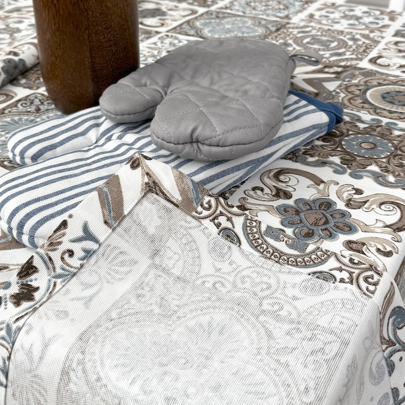 Custom Spanish Azulejo Tile Design Cotton Wipeable Tablecloth ...