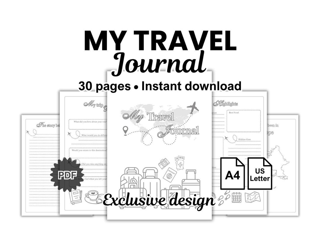 Travel Journal – 30 Pages of Prompts, Maps & Memories – Wanderlust Gif ...