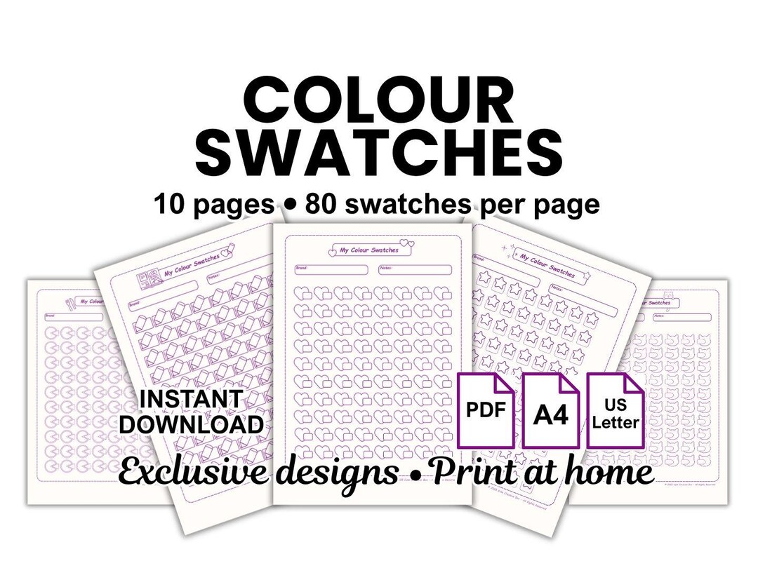 Color Swatches Workbook: Printable Palette Tracker (PDF) - Etsy UK