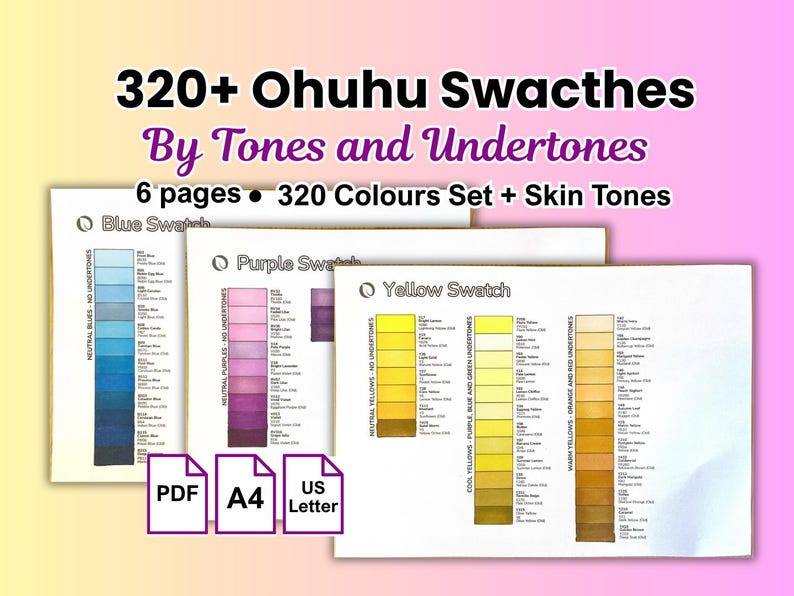 Ohuhu Marker Swatch Chart | 216 Chromatic Swatch | Tones & Undertones ...