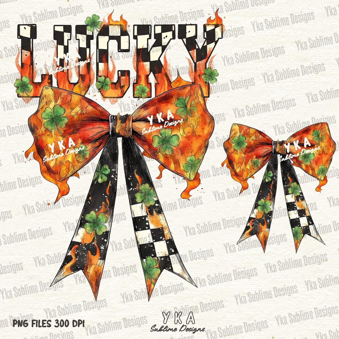 Lucky Flaming Bow PNG, St Patrick Coquette Bow Design, Shamrock Fire ...