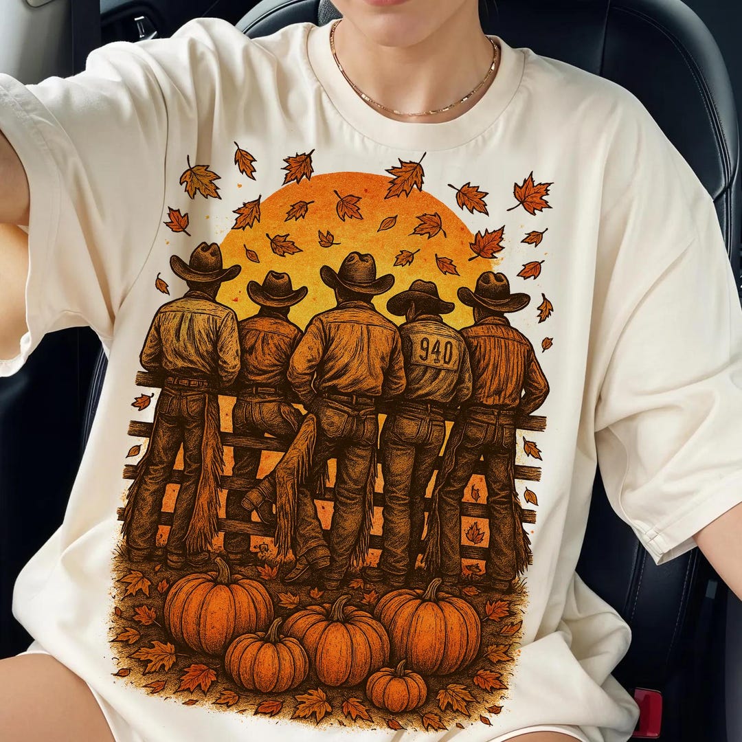 Western Fall Cowboys PNG, Autumn Pumpkin Sublimation, Rustic Country ...