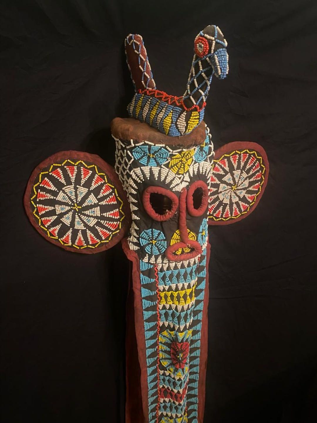 African Elephant Beaded Mask With Unique Beaded Pattern - Etsy