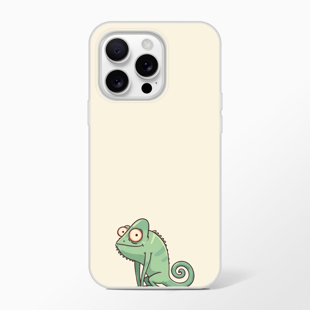 Funny Chameleon Phone Case – Cute Goofy Lizard With Silly Eyes – Quirky ...