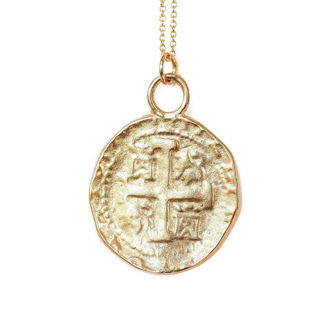 Gold Cross Coin Pendant - Etsy
