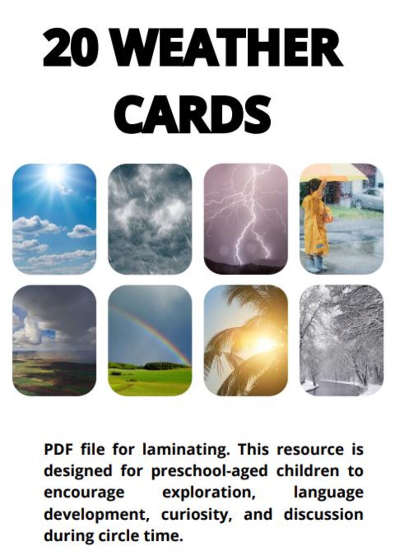20 Printable Weather Flashcards | Weather Visuals for Kids | PDF for ...