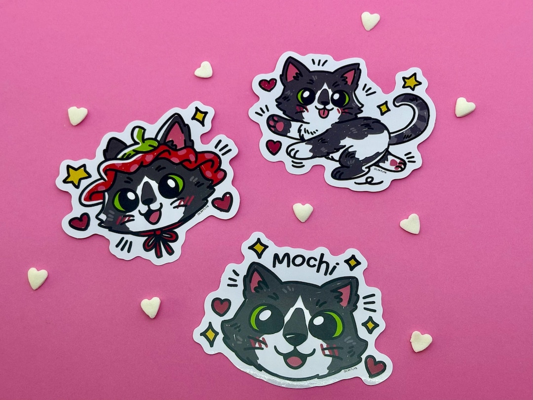 Mochi Cat 3 Sticker Bundle - Die-cut Stickers, Laptop Decals, Journal ...