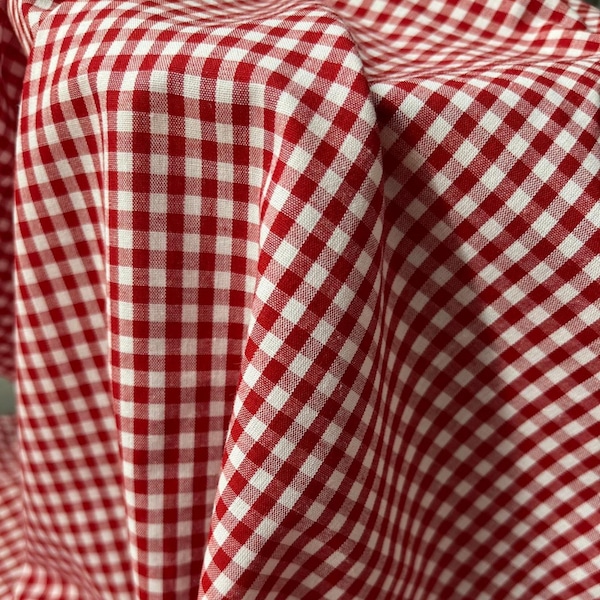 Red Gingham Fabric - Etsy
