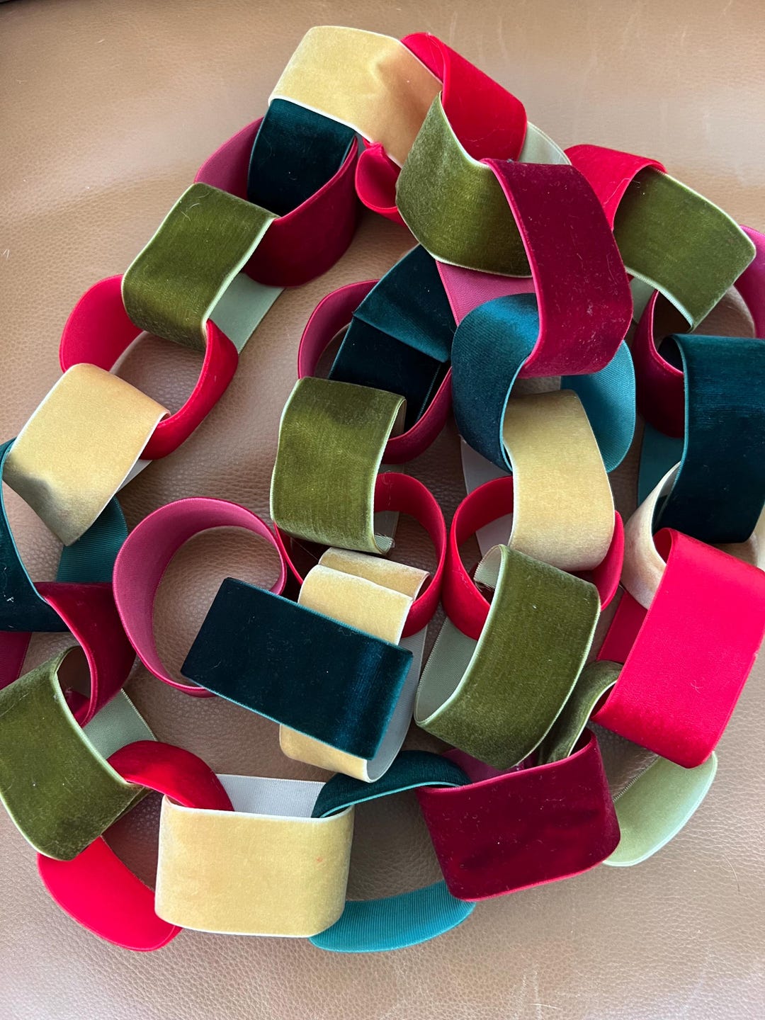 Velvet Ribbon Holiday Garland, 6.5ft Colorful Chain Decor - Etsy