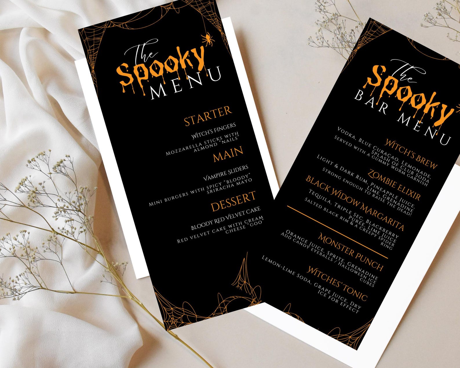 Spooky Halloween Bar Menu: Elegant Party Edition (digital & Printable ...