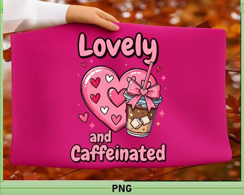 Lovely and Caffeinated PNG, Cute Coffee Valentine Clipart, Kawaii Iced ...