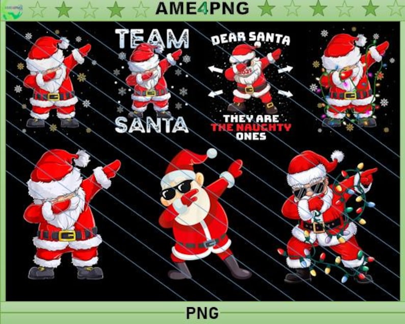 Funny Santa Dab PNG: Christmas Clipart for T-shirts (digital Download ...