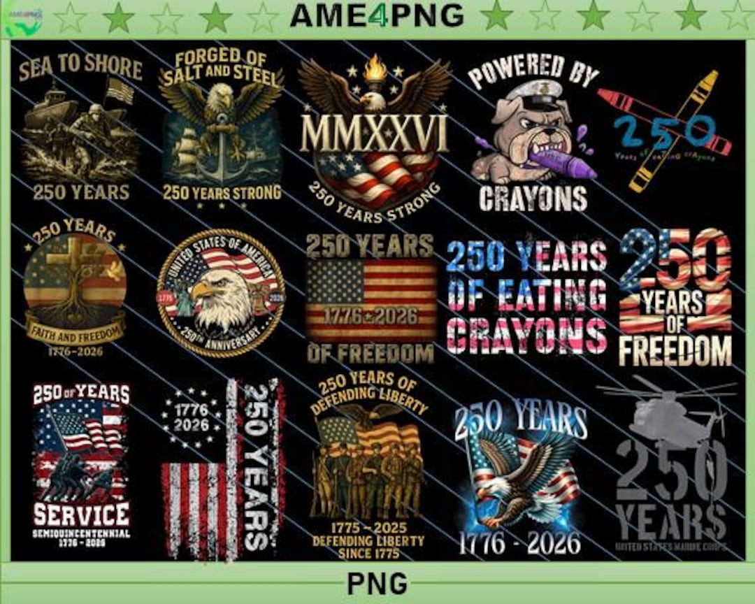 Military 250th Anniversary PNG Bundle, Patriotic Veteran Designs ...