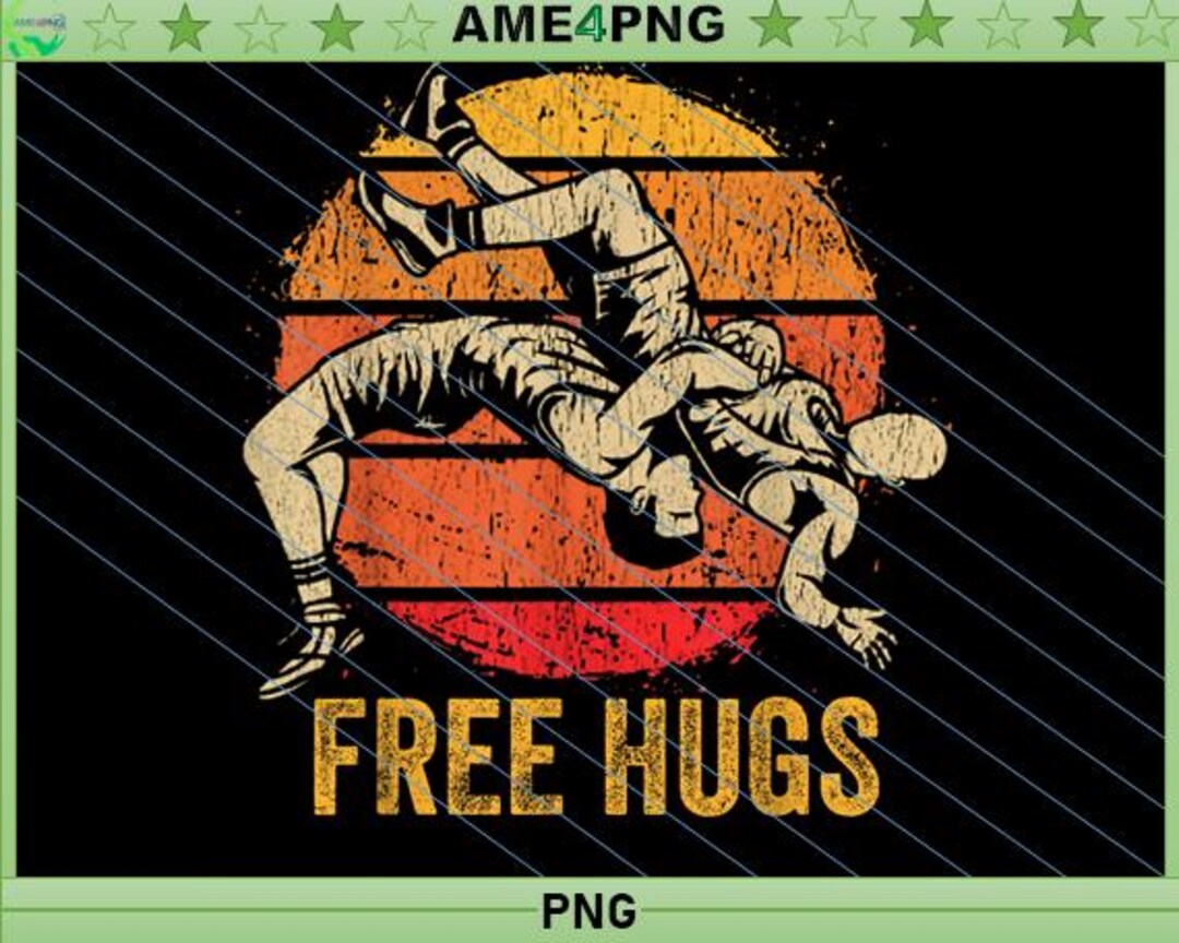 Free Hugs Wrestling PNG, Funny Wrestler Suplex Vintage Sunset Shirt ...