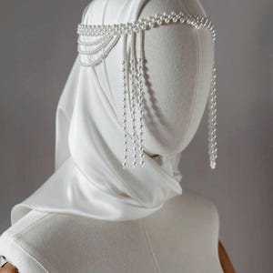 Pearl Hijab Headpiece – Bridal Hijab Jewelry, Pearl Head Chain, Muslim ...