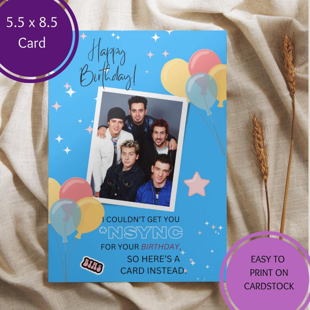 NSYNC Birthday Card, Greeting Card, Instant Download Birthday Card ...