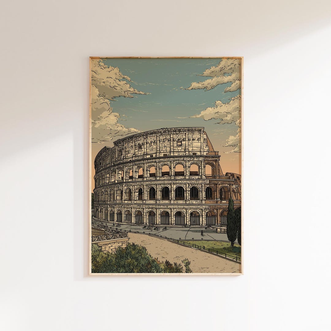 Colosseum Rome Print: Minimalist Italy Travel Art - Etsy