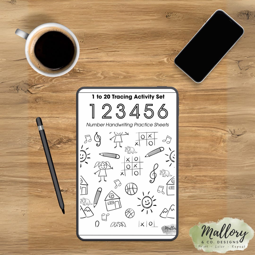 Number Tracing Worksheet 1-20: Preschool Toddler Activity (PDF) - Etsy