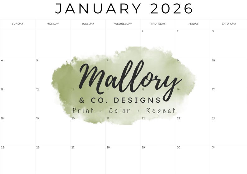 2026 Monthly Planner Template | Editable Canva Calendar (digital ...
