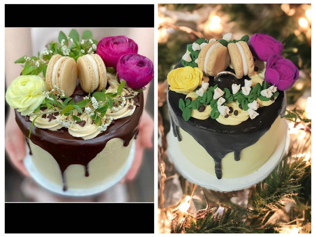 3D Wedding Cake Ornament, 1 Tier Cake, Polymer Clay Ornament, Wedding ...