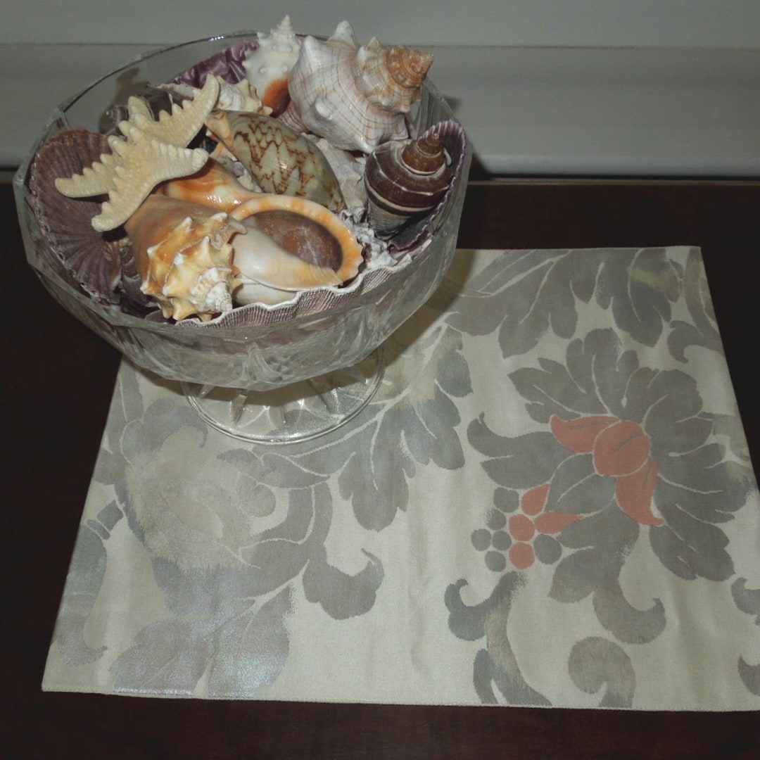 Silk Obi Candle Mat Shades of Rainbow Silver Flowers - Etsy