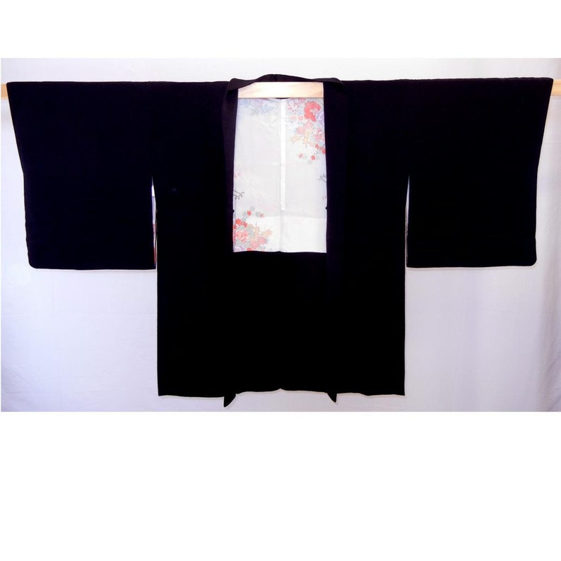 Vintage Black Silk Haori With Colorful Bamboo (a Kimono Jacket) - Etsy