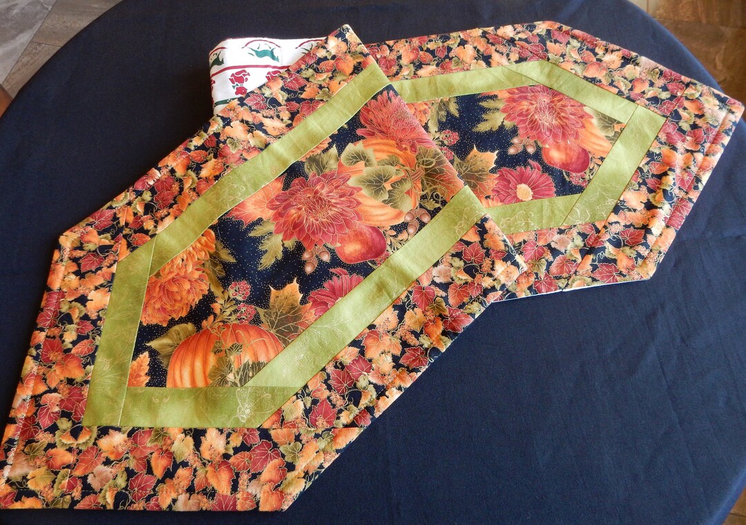 Dark and Elegant Autumn Colors Table Runner Reversible for Christmas - Etsy