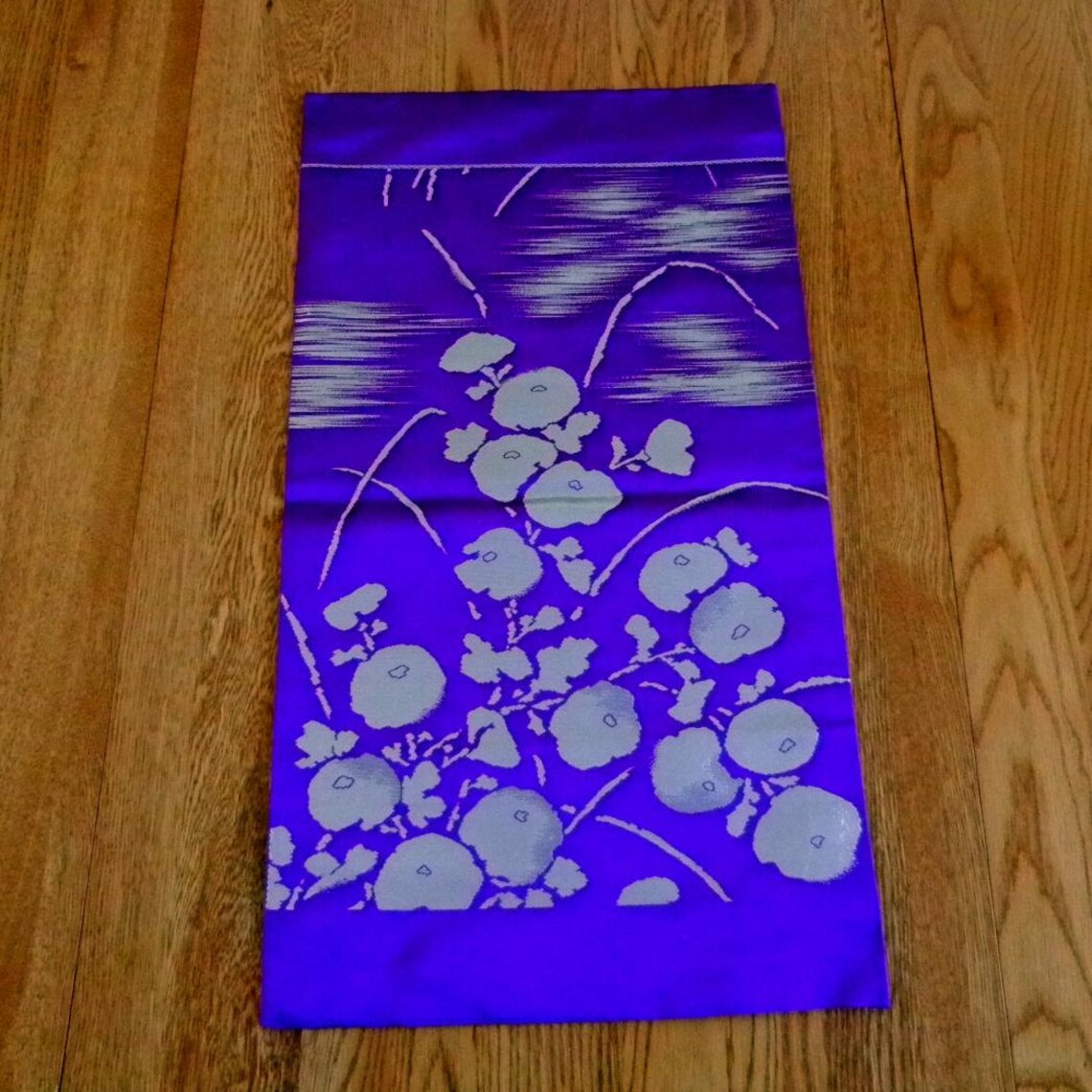 Deep Royal Purple With Silver Flowers - Silk Candle or Vase Mat - Etsy
