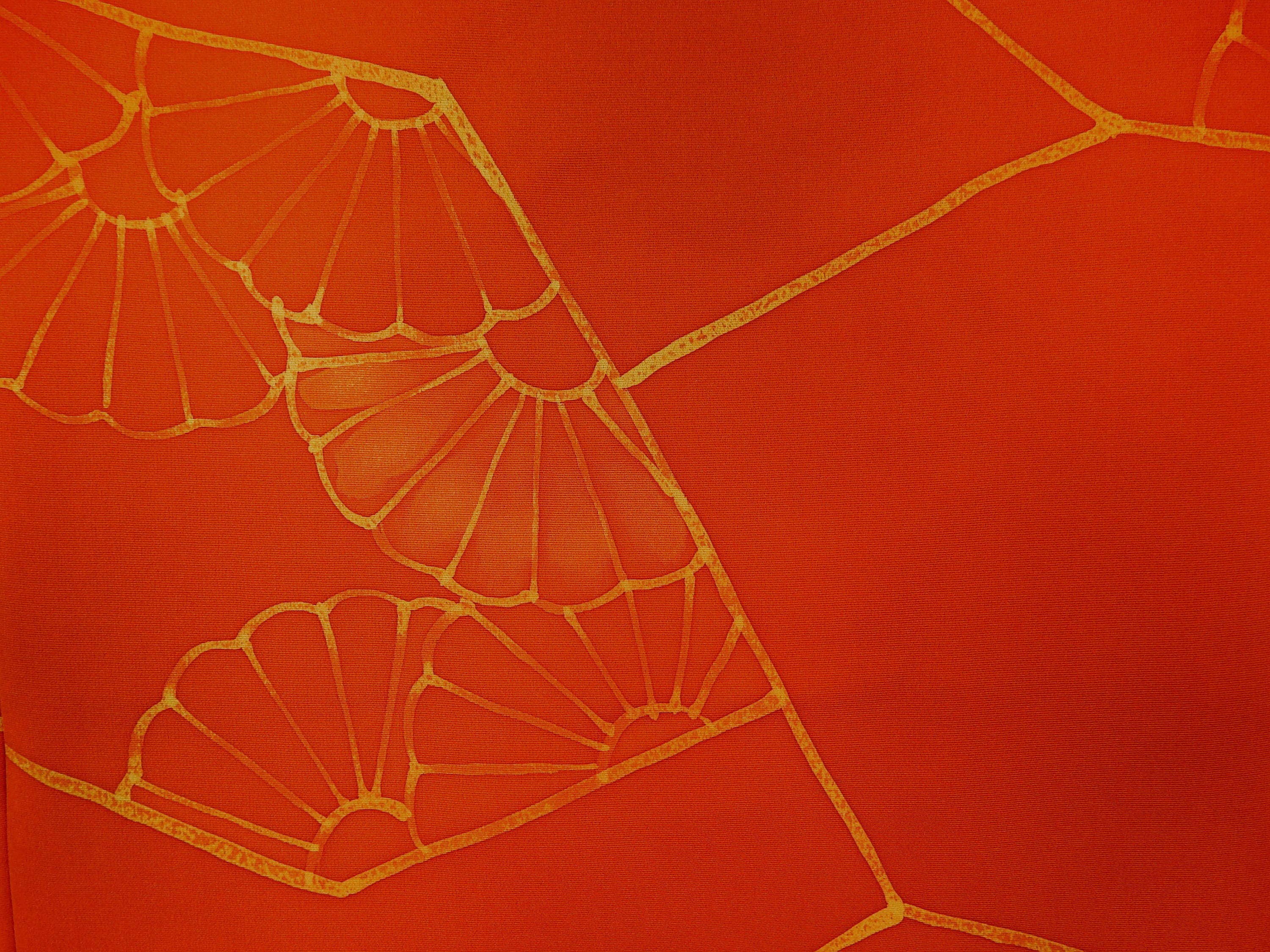 Red-orange Batik Haori in a Delicate Fence Pattern - a Vintage Silk ...