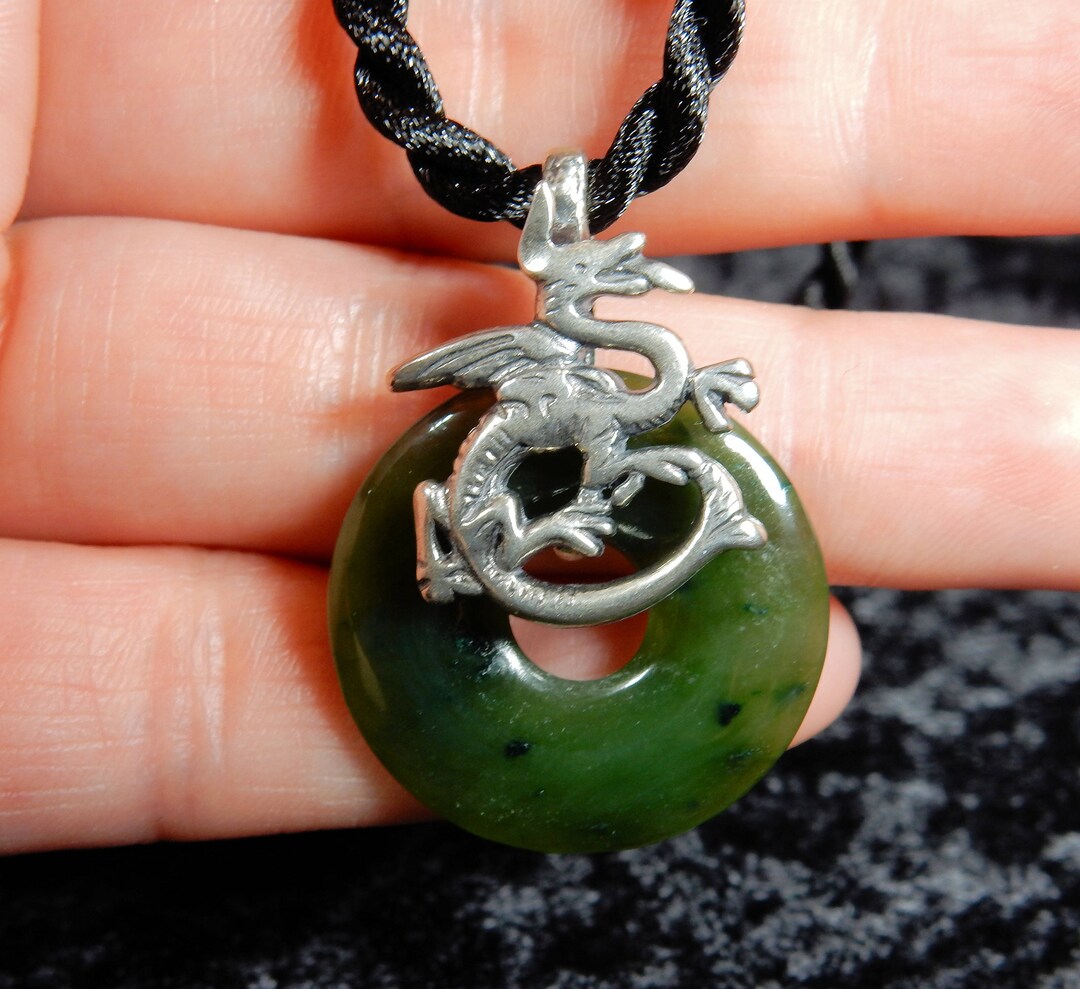 Silver Dragon and Nephrite Jade Pendant - Etsy