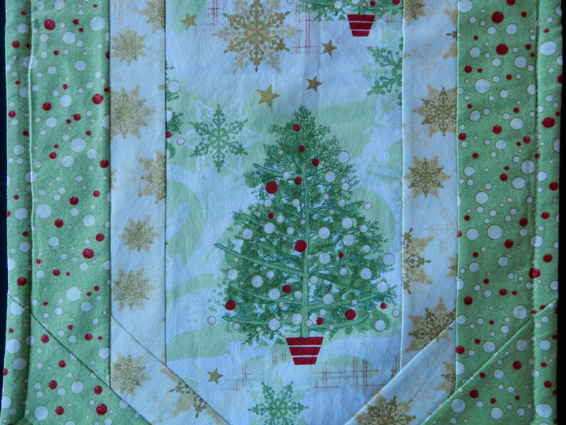 Cheerful Light Green Trees Winter Table Runner - Reversible - Etsy