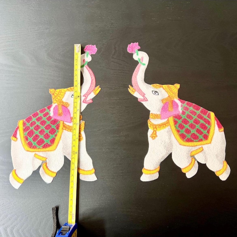 Elephant Rangoli Pair: Traditional Indian Decor - Etsy
