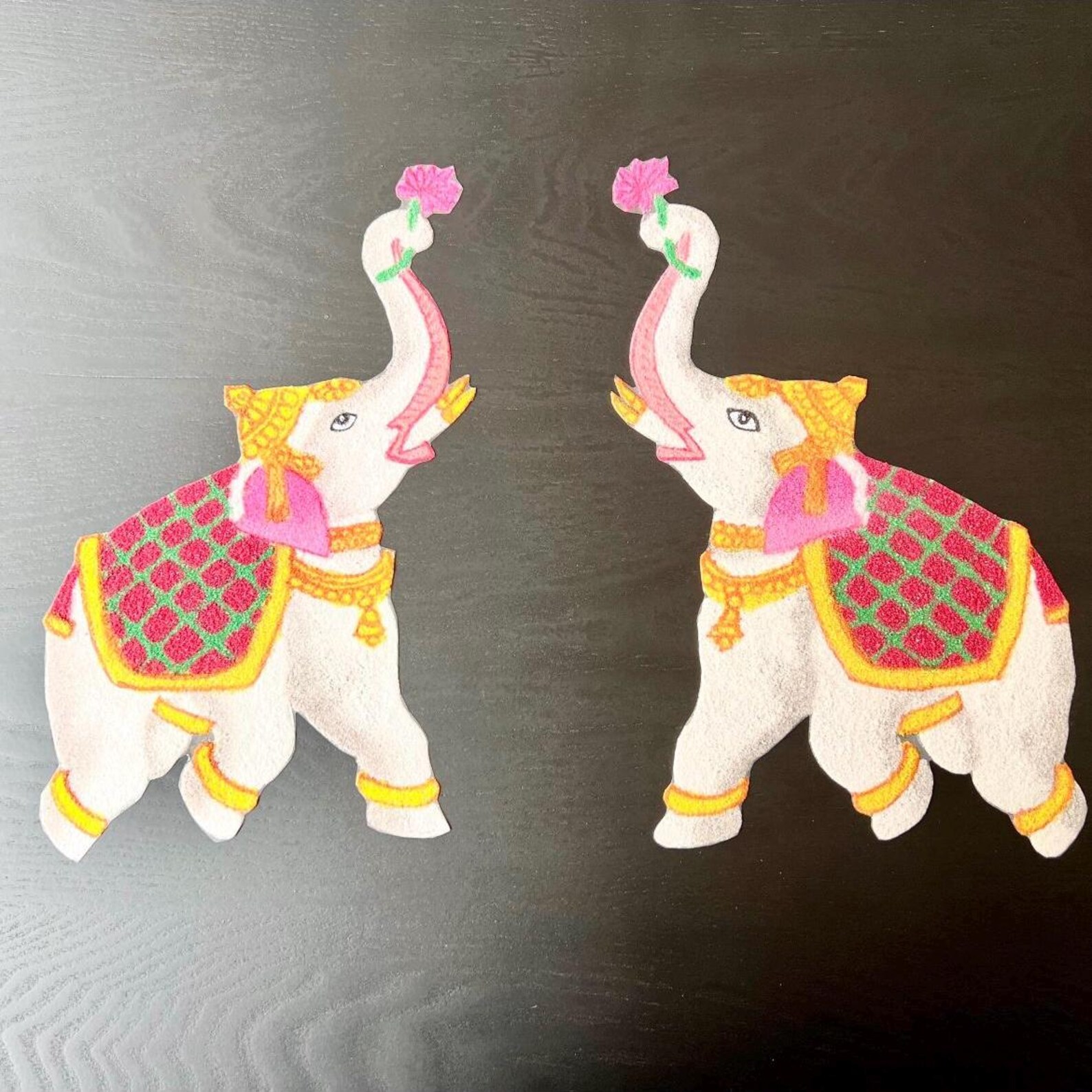 Elephant Rangoli Pair: Traditional Indian Decor - Etsy