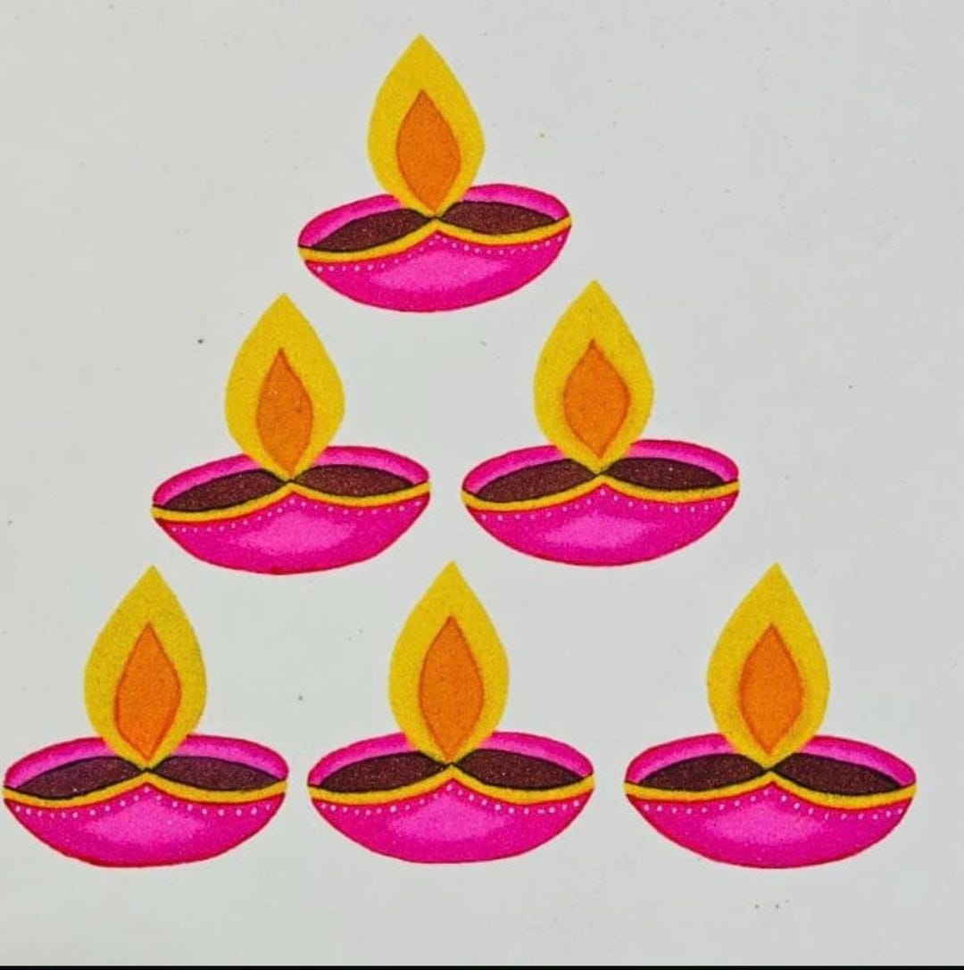 Diwali Diya Rangoli Pink & Blue Color - Etsy