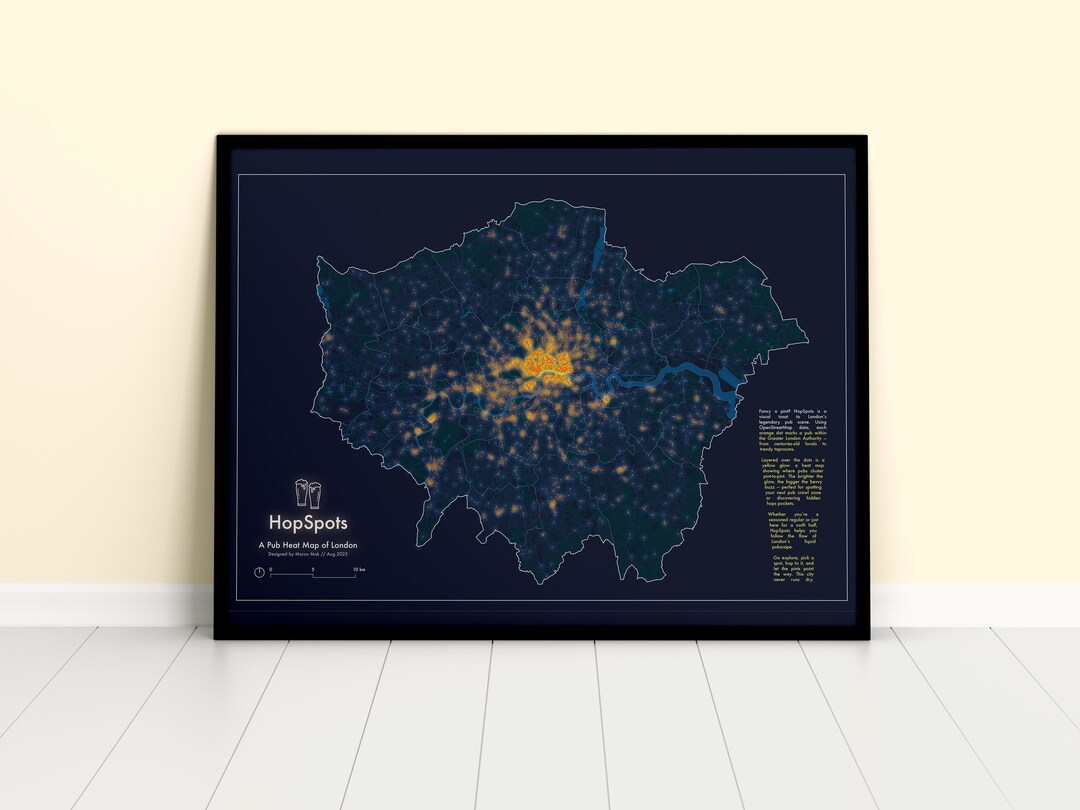 Hopspots: A Pub Heat Map of London - A2, A3 & A4 Print - Etsy