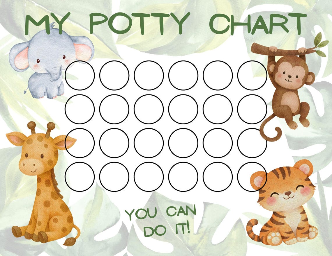 Jungle Animals Potty Training Chart, Tracking for Toddlers (digital ...