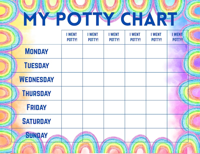 Rainbow Potty Training Chart, Daily Tracking for Toddlers (digital ...