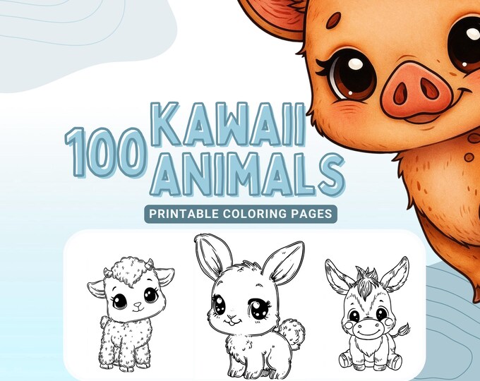 30 Kawaii Farm Animals Coloring Pages, Kids & Adults (PDF) - Etsy Canada