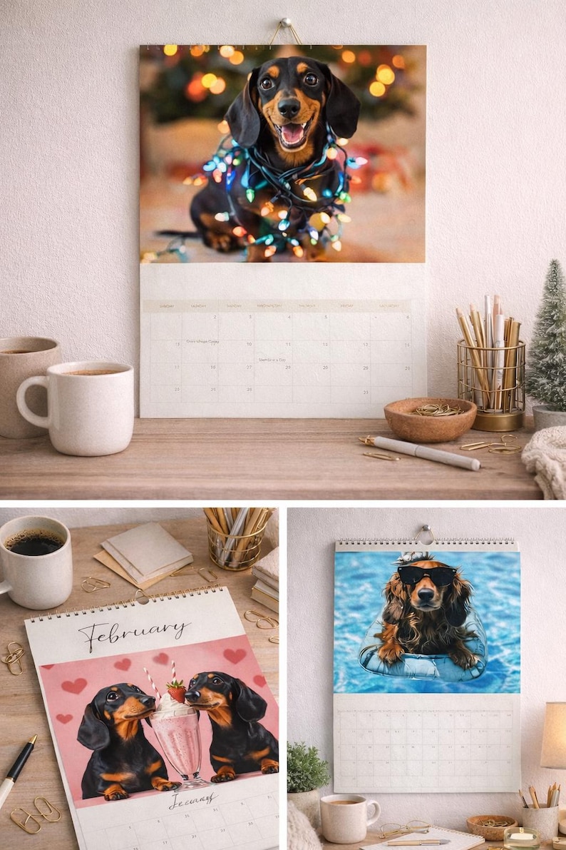 2026 Dachshund Calendar Printable | Digital Download Wiener Dog ...