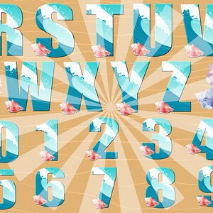 Ocean Wave Alphabet Graphics Clip Art Set Instant Download - Etsy