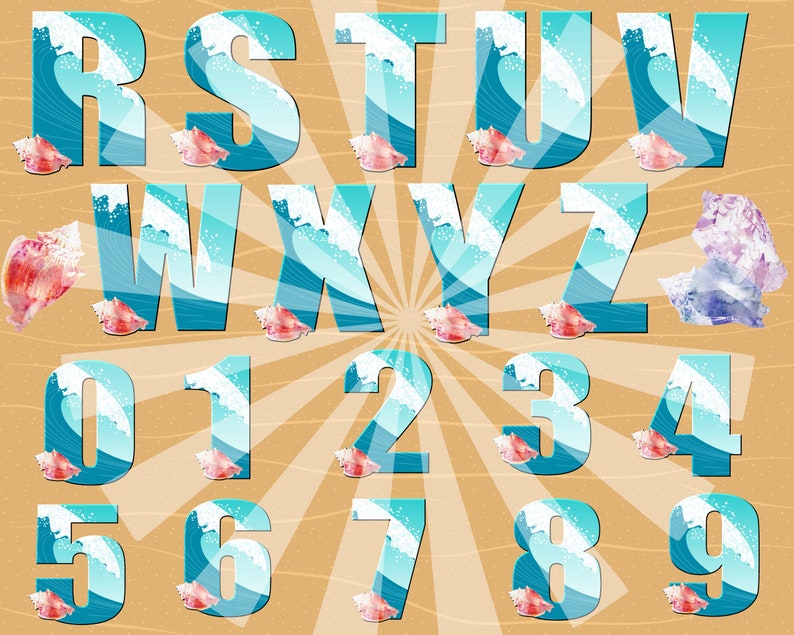 Ocean Wave Alphabet Graphics Clip Art Set Instant Download - Etsy