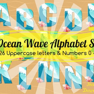 Ocean Wave Alphabet Graphics Clip Art Set Instant Download - Etsy